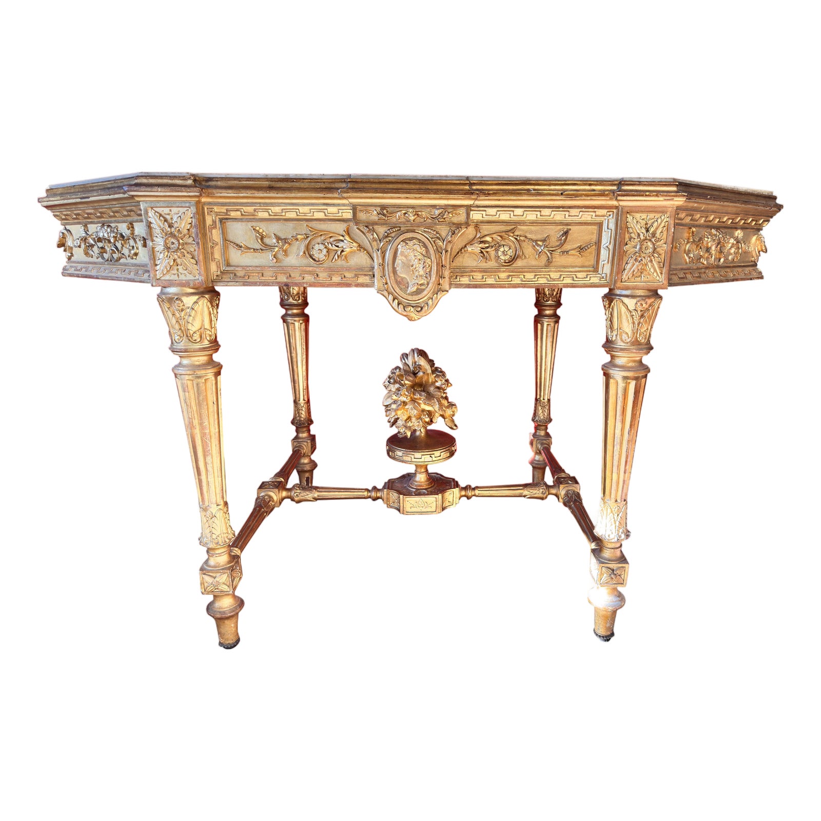 Napoleon III Gilded Console Table with Marble Top, 1860-1870 | Chairish