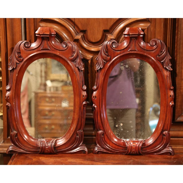 19th Century Regency-Style Carved Mahogany Mirrors with Foliage - a ...