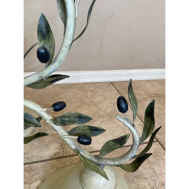 Vintage Tole Painted Metal Olive Tree Branches Chandelier Ceiling Lamp ...