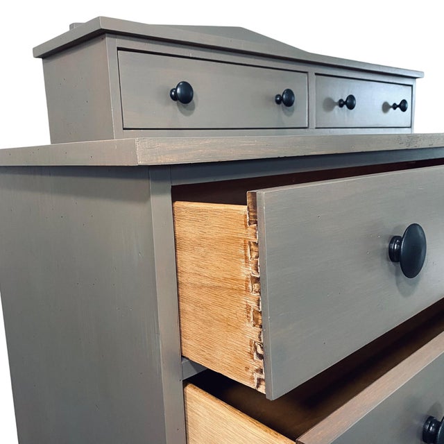 Vintage Lane Dresser Chest of 6 Drawers Painted Greige Gray & Black ...