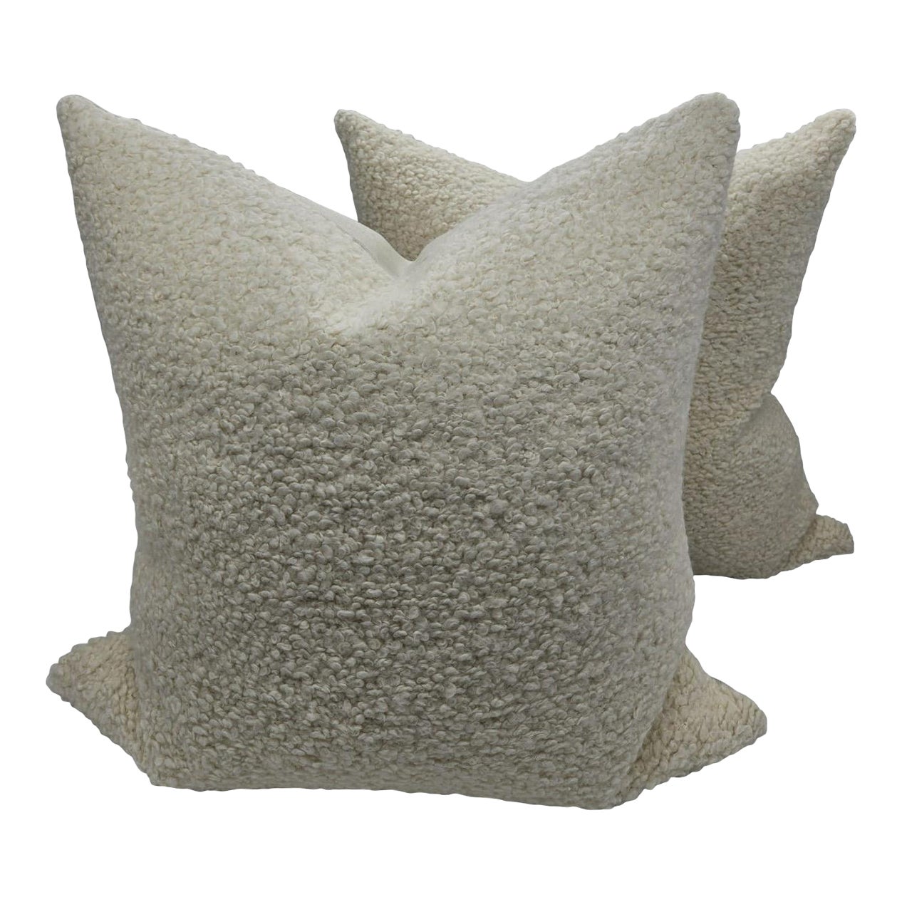 Ivory Boucle Pillows - a Pair | Chairish