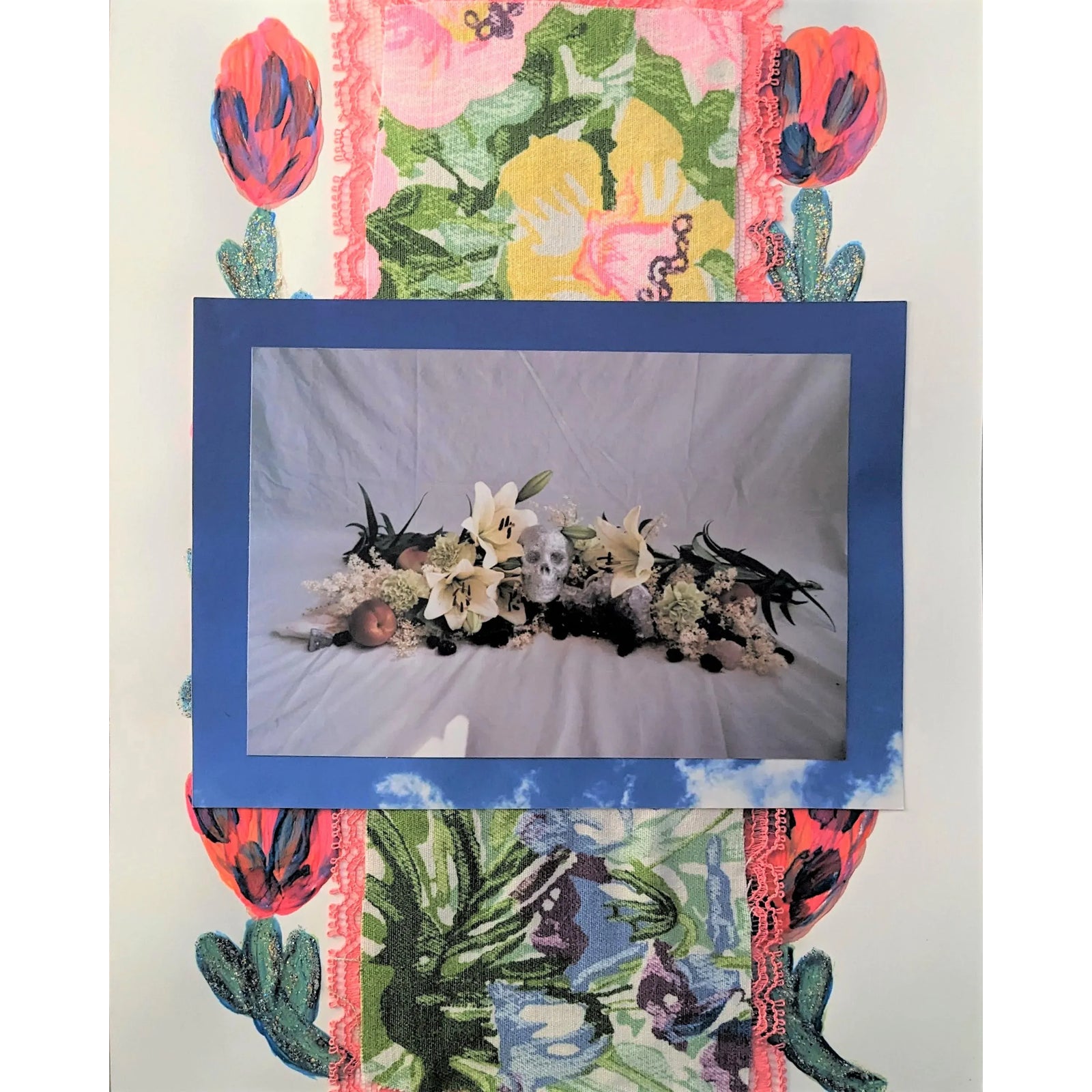 "Beg for Scraps" Contemporary Floral Mixed-Media Collage by Frances ...