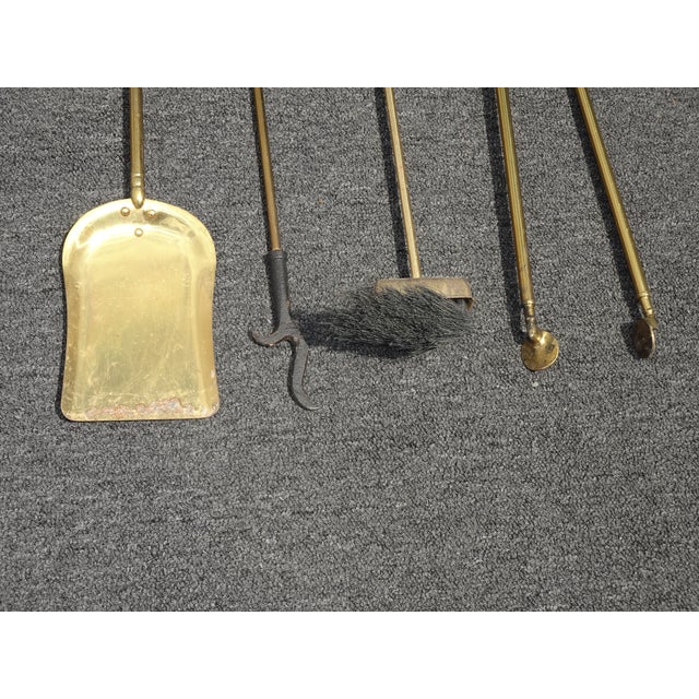 Vintage French Country Gold Fireplace Tools W Four Tools and Base W ...