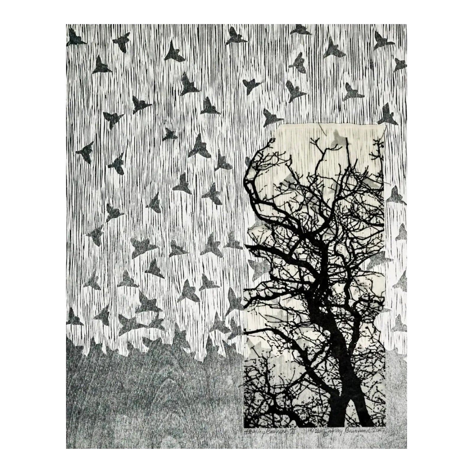 Healing Branch II Collage and Woodcut | Chairish