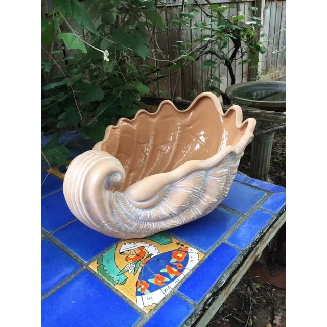 1980s Large Terracotta Sculptural Shell Decorative Bowl | Chairish