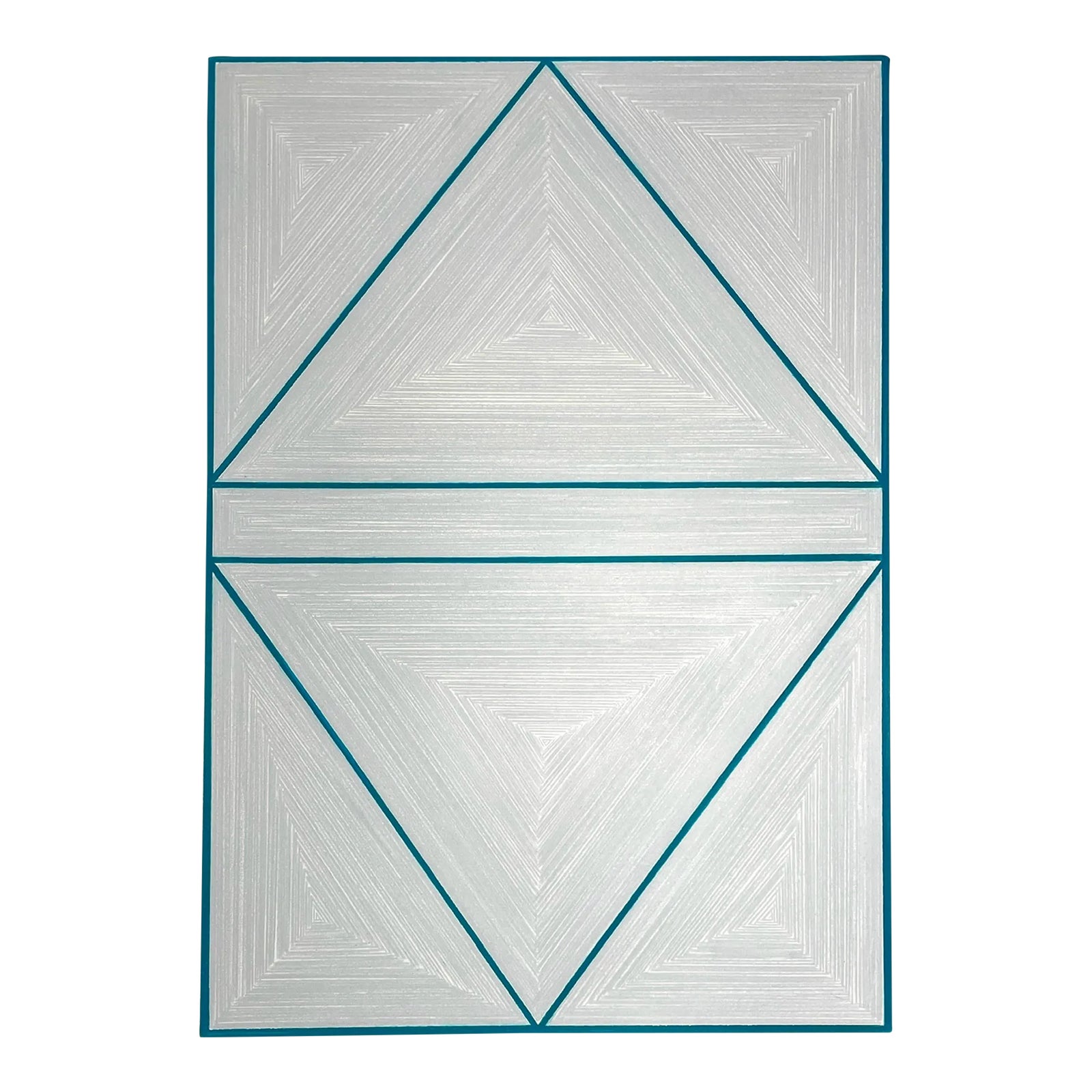 Geometric Color Pencil Drawing With Teal and Gray | Chairish