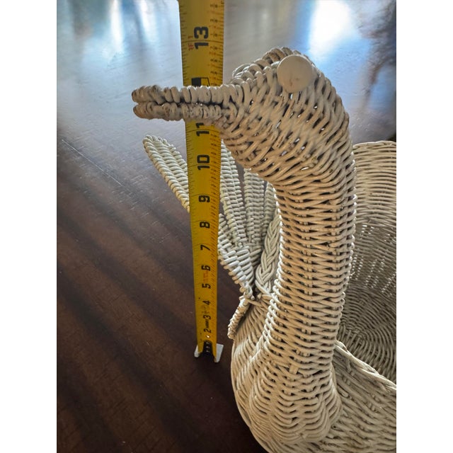 Mid 20th Century Large Wicker White Swan Basket Planter in the Style of ...