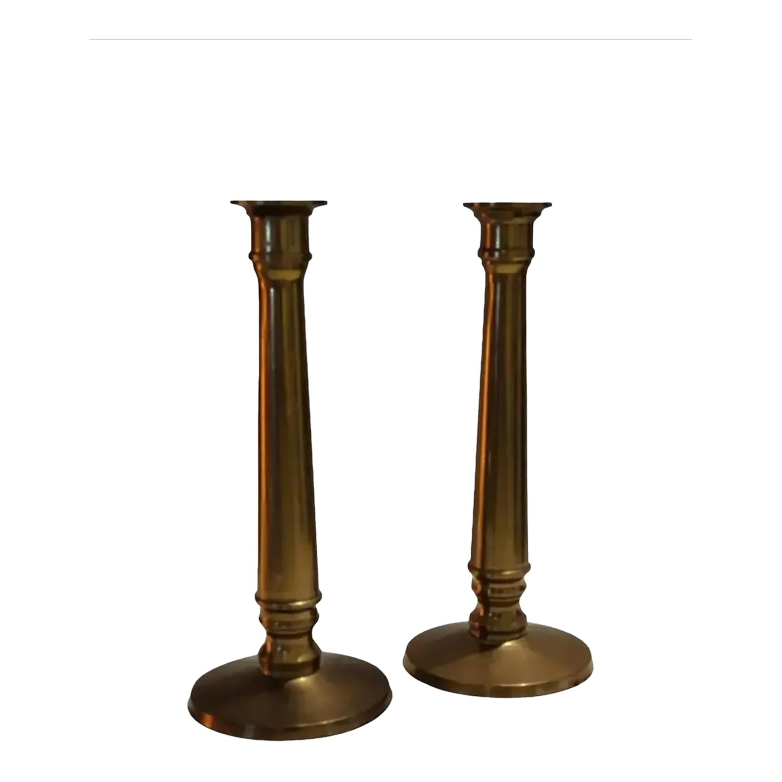 1980s Ralph Lauren Solid Brass Candle Holders ~ a Pair | Chairish