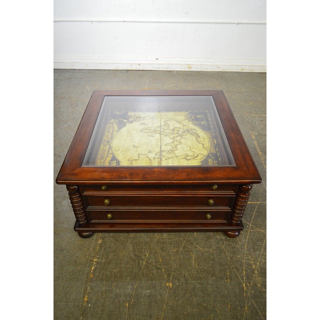 Lane National Geographic Collection World Map Square Glass Top Cherry ...