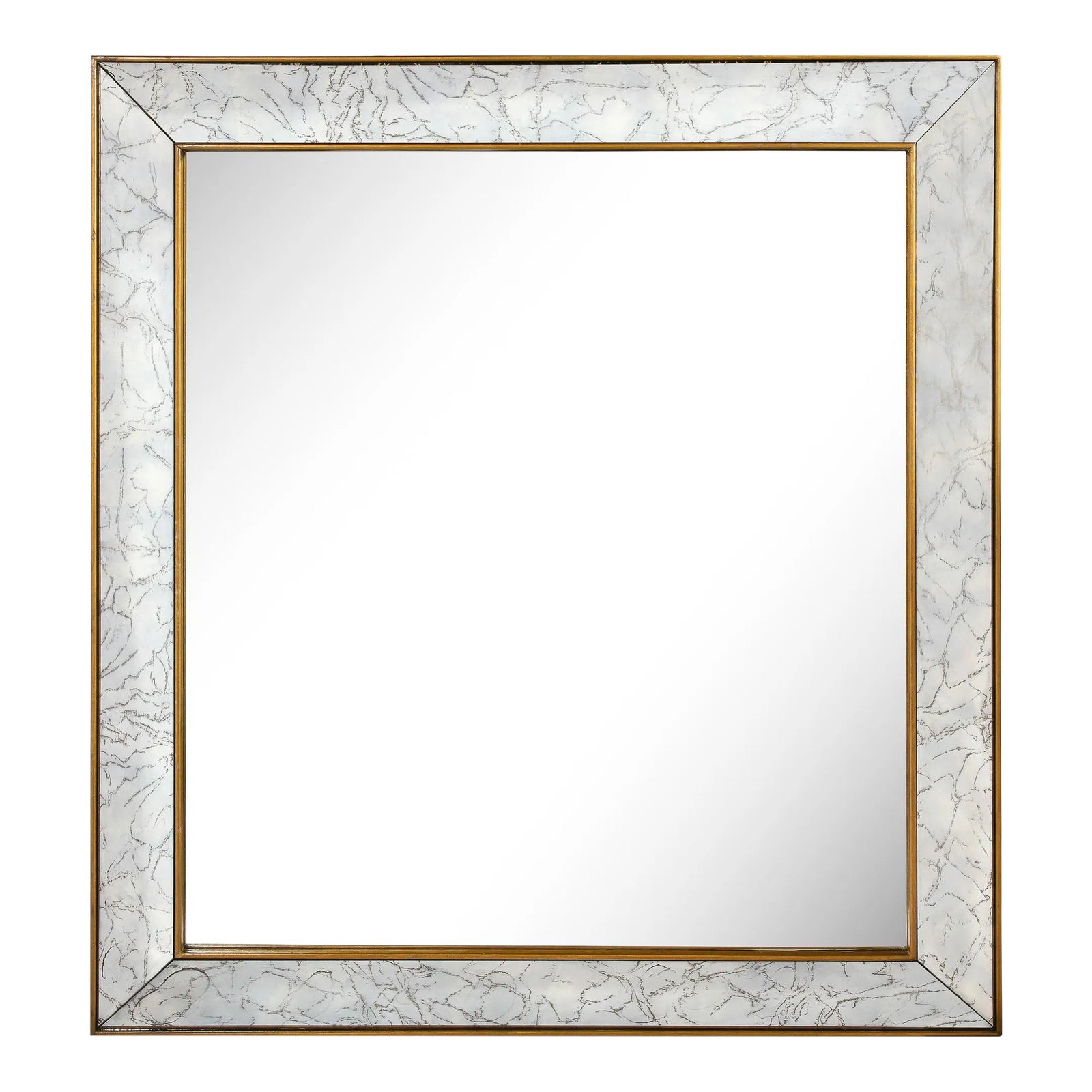 Mid-Century Modern Shadowbox Mirror With Gilt Detailing & Gold Marbled ...