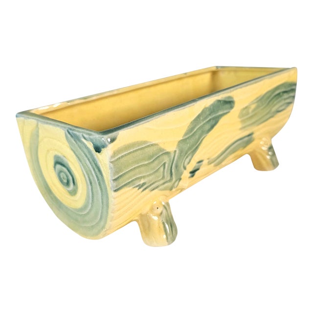 MCM Footed Ceramic Log Planter Yellow Green Japan 1950's Corn Planter 9 ...