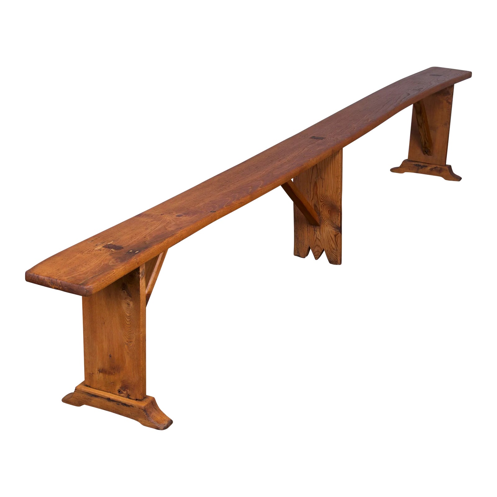 19th Century Country French Farmhouse Mixed Wood Harvest Bench | Chairish