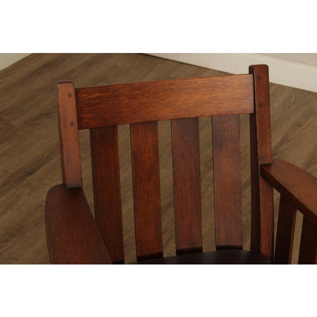 Antique Mission Oak & Leather Rockers Attributed to Harden - A Pair ...