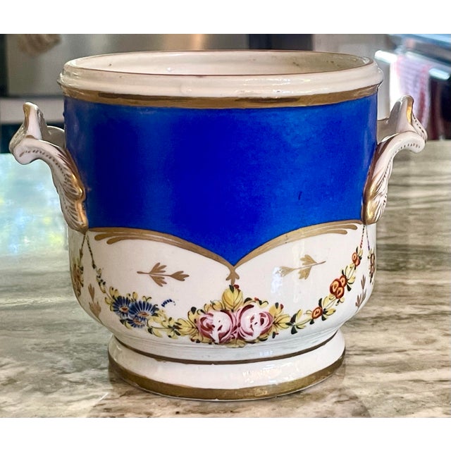 Vieux Paris Hand Painted Cobalt Blue Cachepot | Chairish