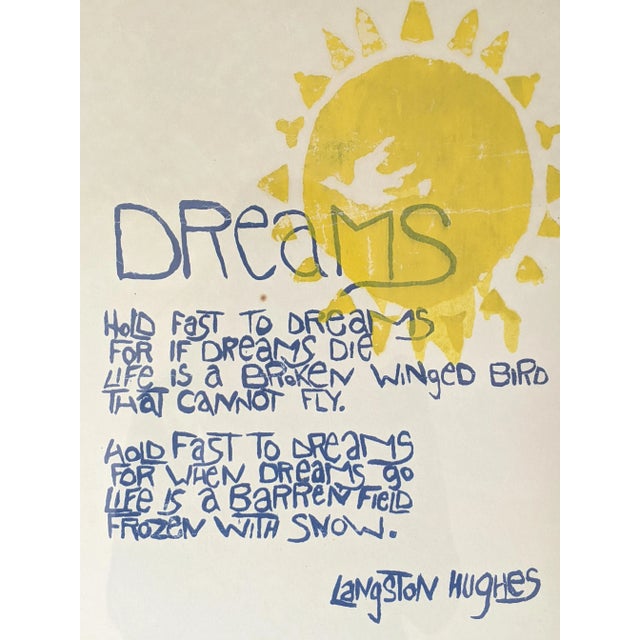 Vintage Langston Hughes Dreams Poem Framed Art Print | Chairish