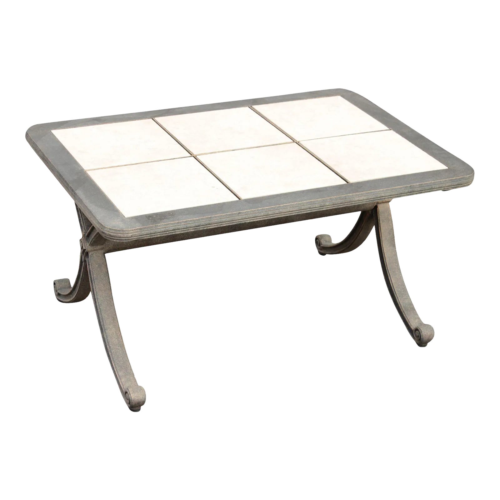 Vintage Aluminum & Tile Top Outdoor Patio Cocktail Table | Chairish