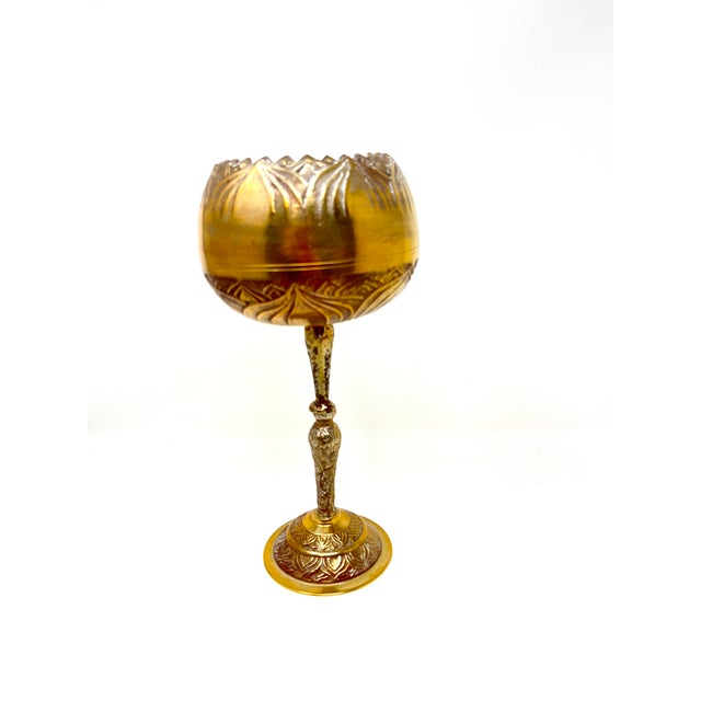 Mid-Century Tall Brass Compote | Chairish