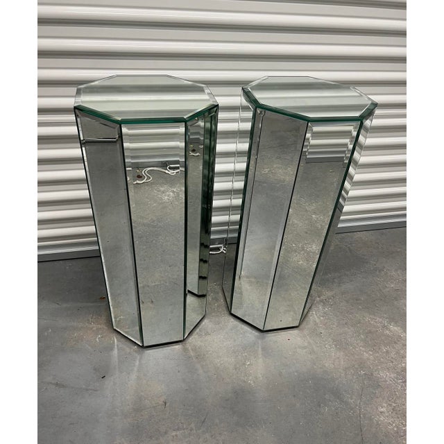 1980s Postmodern Mirrored Octagon Pedestals A Pair Chairish
