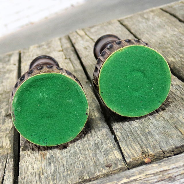 Pair Vintage Turned Wood and Composite Candle Holders | Chairish