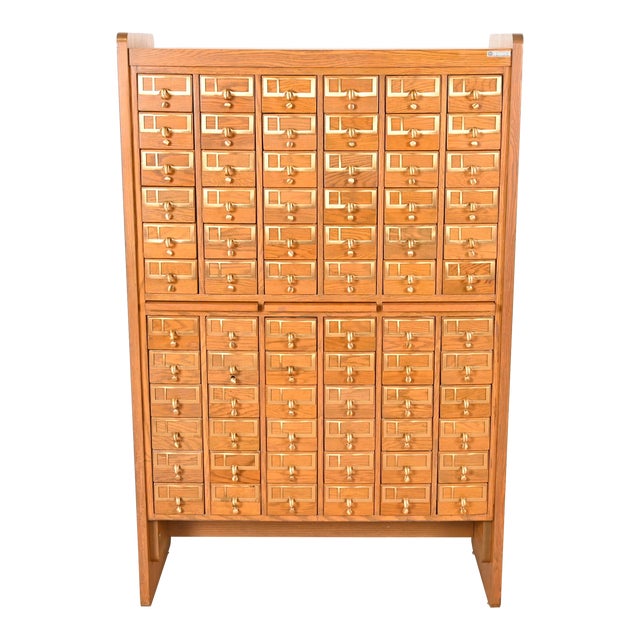 Mid-Century Modern Oak 72-Drawer Library Card Catalog Cabinet, Circa ...