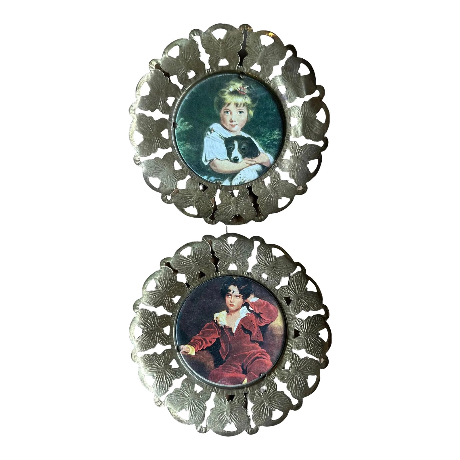 Vintage English Brass Butterfly Round Picture Frames Made in England ...