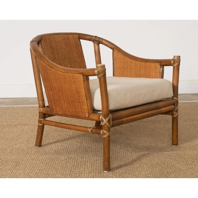 McGuire Organic Modern Rattan Raffia Lounge Chair | Chairish