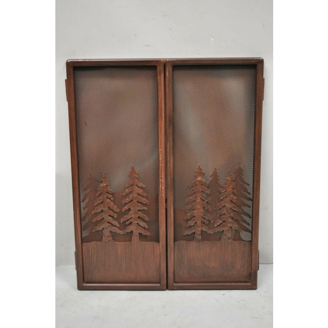 Moose Wilderness Log Cabin Rustic Iron Folding Fireplace Mantle Screen ...