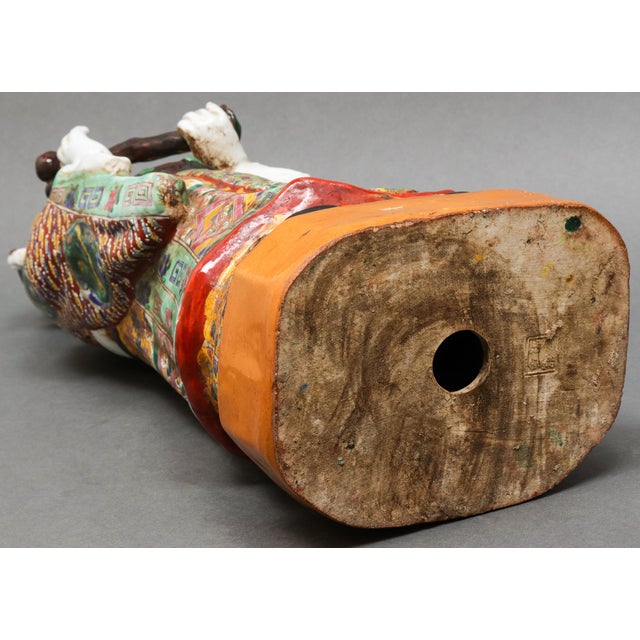 Chinese Tall Polychrome Ceramic Glazed Immortal Lu Figure | Chairish