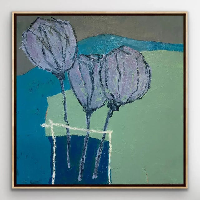 "Trois Violettes" Framed Original Contemporary Oil Painting by Janice ...