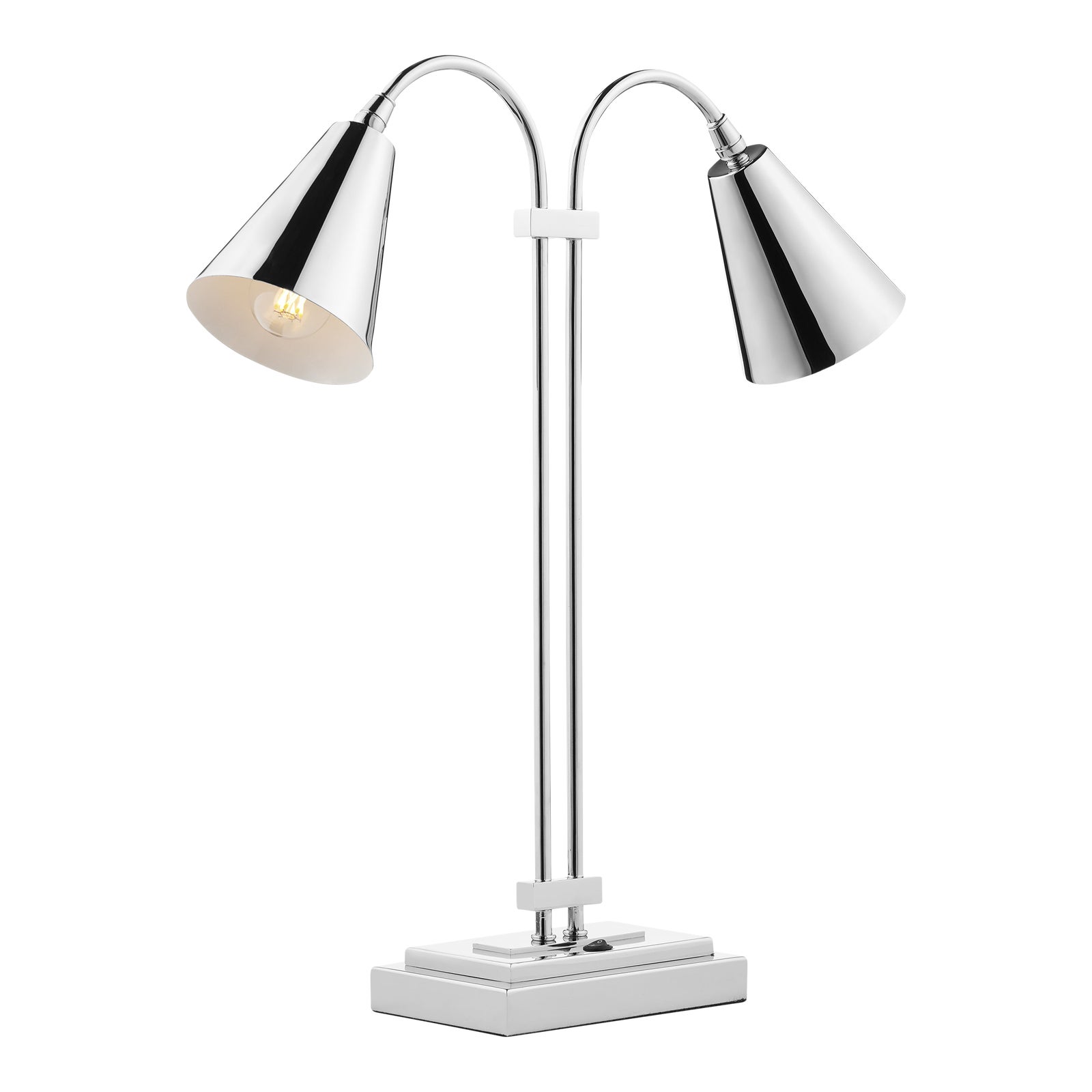Currey & Company Symmetry Nickel Double Desk Lamp | Chairish