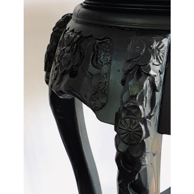 Vintage Chinoiserie Japanese Carved Wood Plant Holder Stand Round Table ...