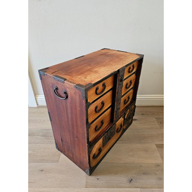 Antique Japanese Tansu Chest of Drawers Side Cabinet | Chairish