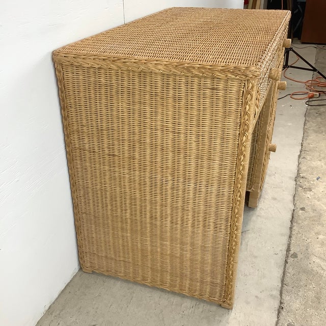 Boho Modern Wicker Writing Desk | Chairish