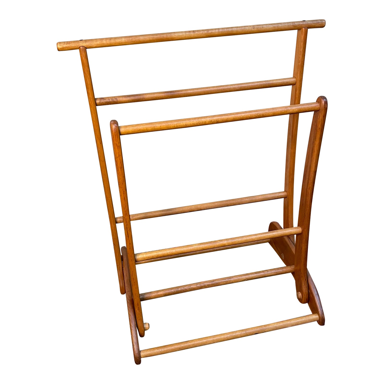 Mid Century Modern Danish Style Wooden Quilt Rack | Chairish