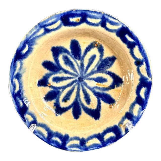 19th Century Fajalauza Blue & White Spanish Glazed Terracotta Dish With ...
