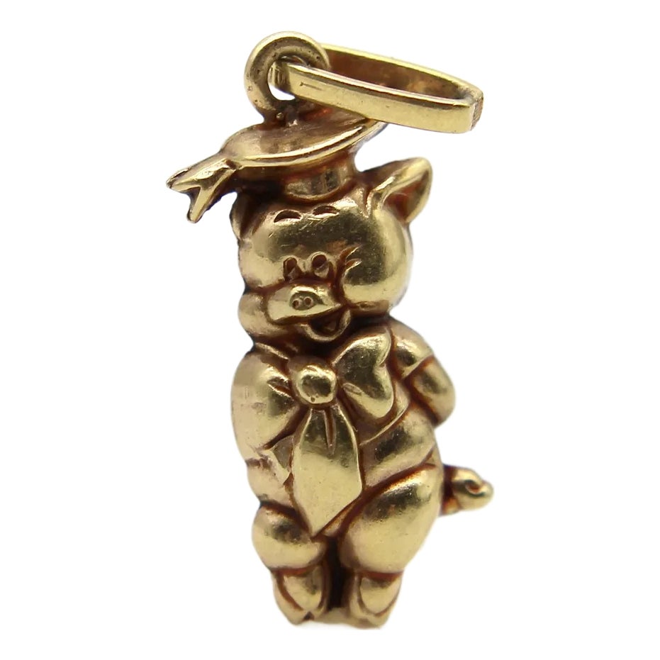 Vintage 14k Gold Loony Toons Cicero Pig Charm | Chairish