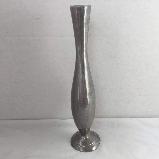 Sleek Tear Drop Pewter Vase | Chairish