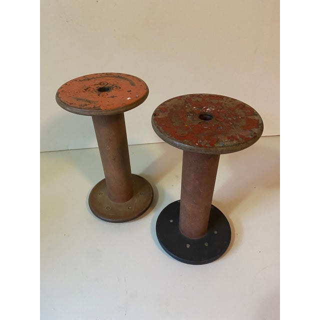 Vintage Industrial Mill Spools - Pair | Chairish
