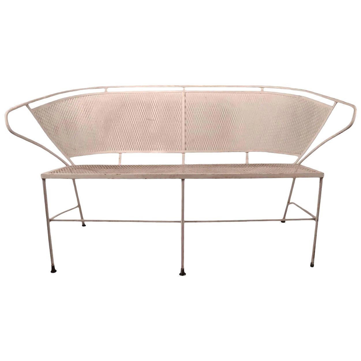 Metal Mesh Settee Attributed to Woodard | Chairish