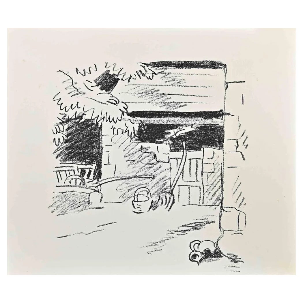 Wilhelm Gimmi, The Yard, Lithograph, 1955 | Chairish