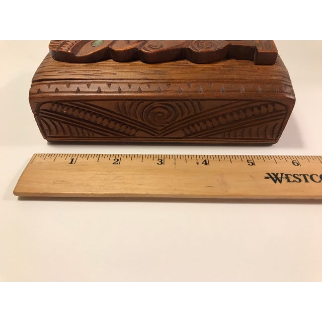 New Zealand Mid-Century Maori Wooden Tiki Box Waka Huia Hand Carved Art ...