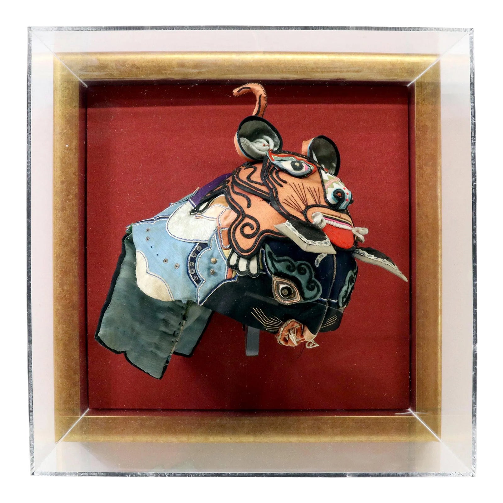Framed Antique Chinese Child Tiger-Head Hat | Chairish