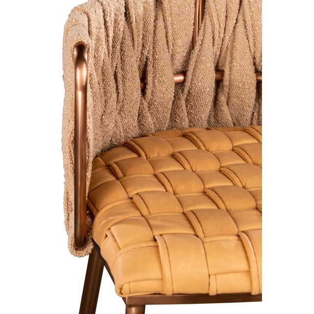 Milano Counter Chair in Camel and Bronze | Chairish