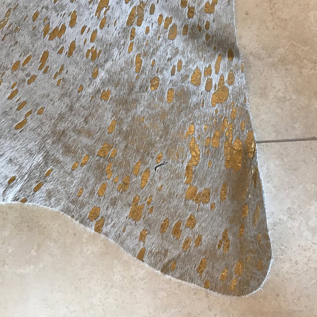 Gold Metallic Brazilian Cowhide Rug - 5′2″ × 5′4″ | Chairish