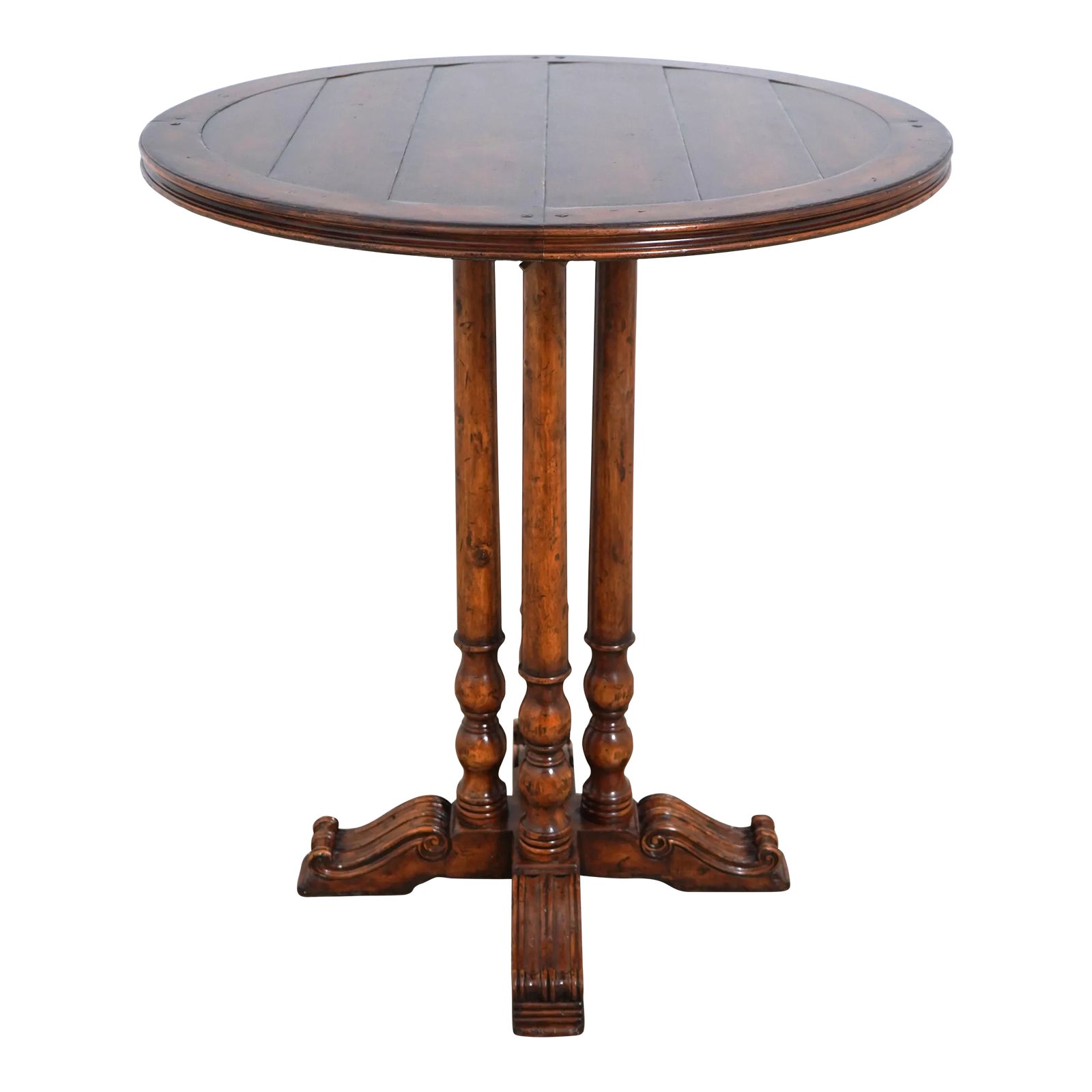 Jonathan Charles English Style Round High Top Pub Table | Chairish