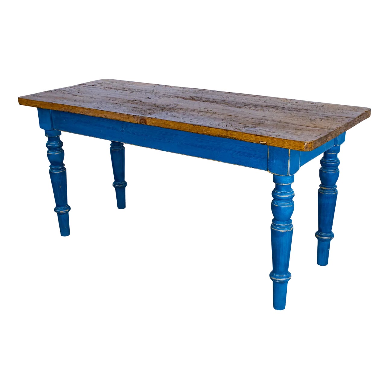 Antique Hungarian Pine Farm Table with Lathed Legs, 1890s | Chairish