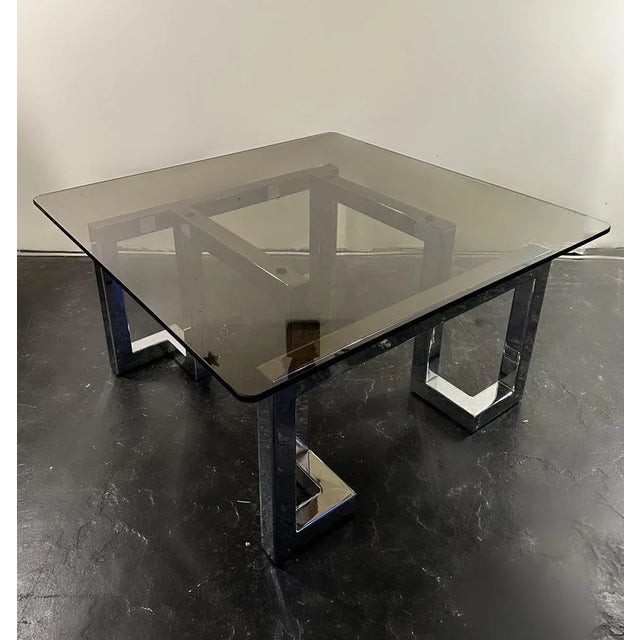 Mid-Century Mandarin Coffee Table in Chrome and Smoked Glass by Tim ...