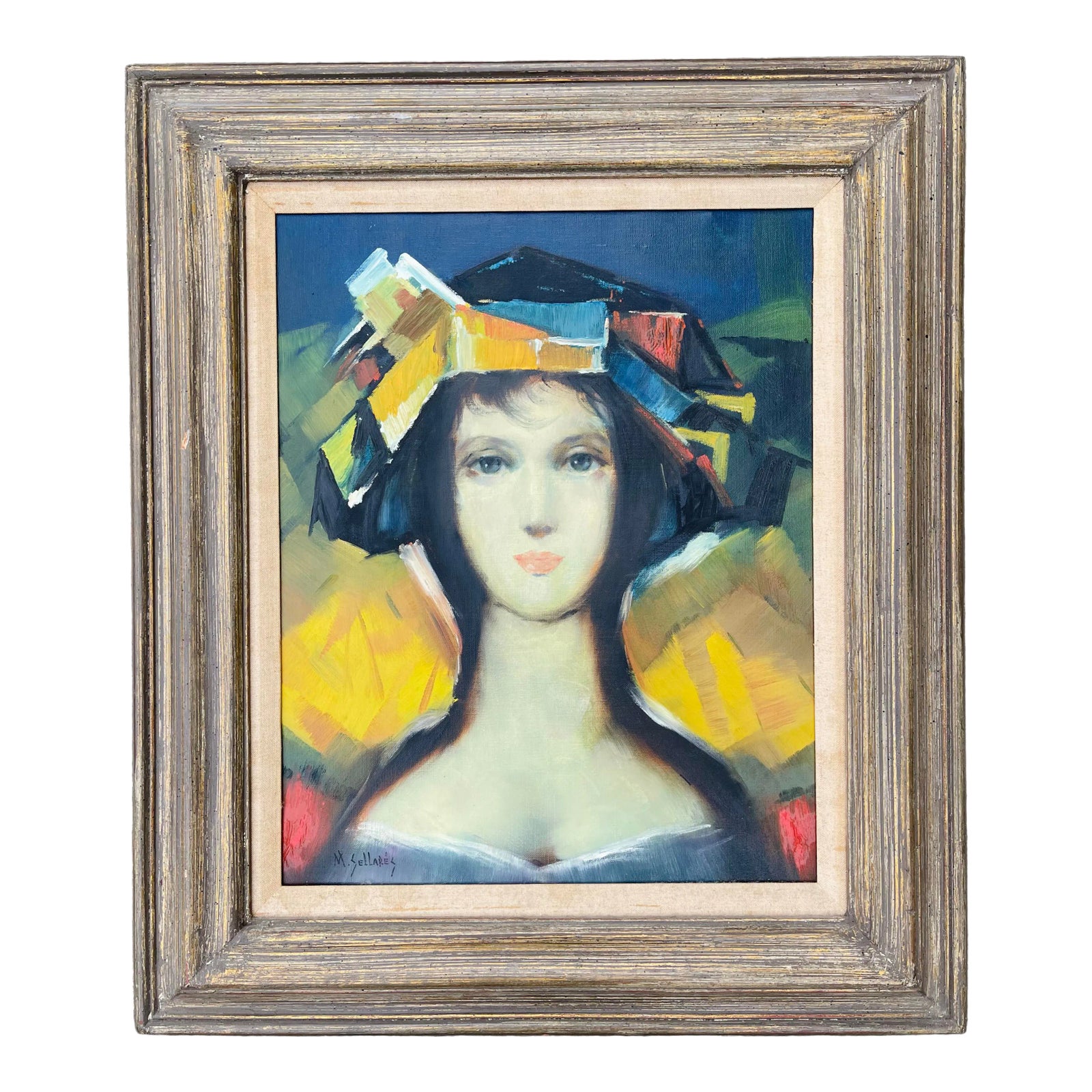Vintage Oil Portrait of a Woman, Framed and Signed | Chairish
