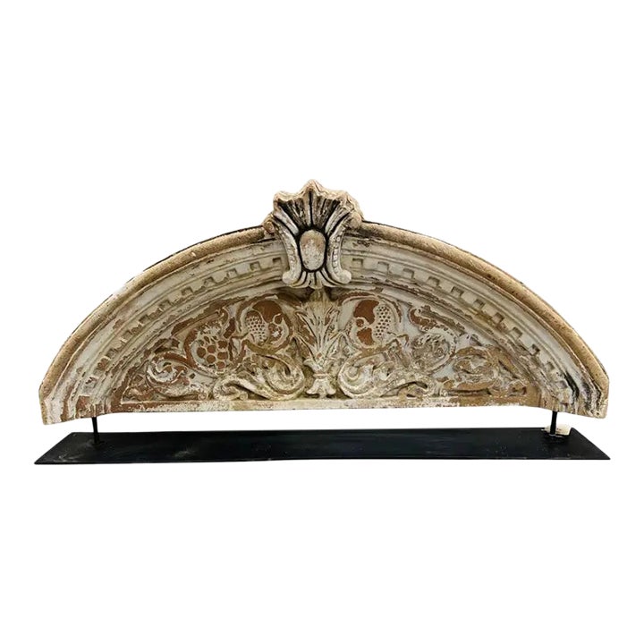 Vintage Hand Carved Stone Transom on Stand | Chairish