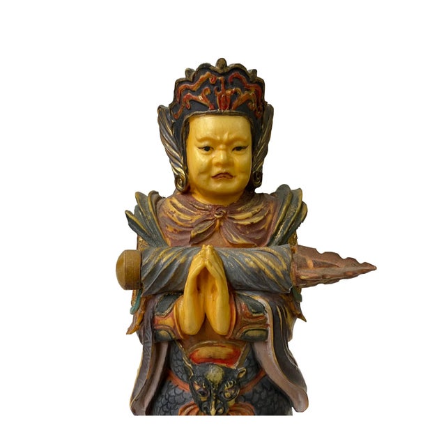 Vintage Chinese Resin Home Guardian Skanda Wei Tuo Idaten Figure | Chairish